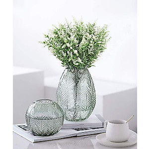 20 Bundles Artificial Lavender Flowers Outdoor Fake Flowers Faux Plants Plastic Bouquet Fake Greenery UV Resistant No Fade Faux Shrubs Home Garden Porch Patio Office Yard Indoor Decoration (White)