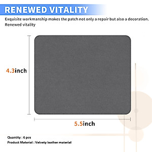 Azobur Sofa Fabric Repair Patch, 6 Piece Microfiber Patches, Self Adhesive Fabric Sofa Patch Repair Fabric, Luxurious Look, Quick Fix Sofa.(Gray)