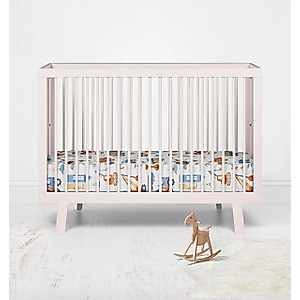 Crib Fitted Sheet - Construction Multicolor - Silky Soft Breathable 100% Cotton Percale Baby Sheets - Fits Standard 28 x 52 X 5 inches Crib & Toddler Mattresses