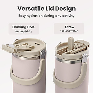 COKTIK 40 oz Tumbler with Handle and Straw, Double Insulated Tumblers with Flip Straw and Top Handle, Leakproof Tumbler, Stanley Cup, Insulated Water Bottle (Brown Metal)