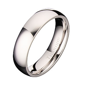 MJ Metals Jewelry Classic Mirror Polished Lightweight 5mm Titanium Wedding Band Comfort Fit Ring Size 9