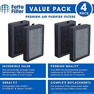 Fette Filter - LV-H128 True HEPA H13 Replacement Filter Compatible with LEVOIT LV-H128-RF/Valkia PU-P02 / PUURVSAS HM669A / ROVACS RV60 Air Purifier Models Part # LV-H128-RF 4QTY