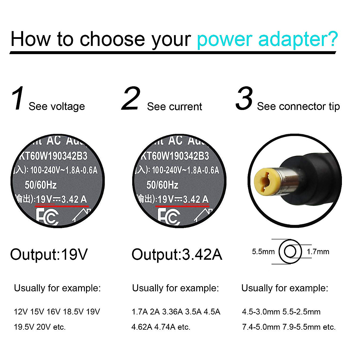 65W 45W Ac Adapter Charger for Acer Aspire E15 ES1 E1 E5 F5 F15 E 15 1 5 F 5 15 V3 V5 V7 V 3 5 7 R7-571 R3 R7 S3 M3 M5 N15Q1 N16Q2 PA-1650-86 5742 5521 5734 5735 5575 Power Supply Cord