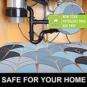 AiBOB Under The Sink Mat, 24 X 36 in, Durable Premium Mats Protect Kitchen and Bathroom Cabinets, Waterproof Absorbent Shelf Liner, Blue