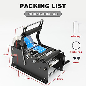 ZONEPACK Upgraded Manual Labeling Machine Label Applicator Bottle Labeler Sticker Label Printer Packing Machine with Handle for Round Glass Plastic Metal Bottle etc…