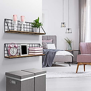 Sorbus® Floating Shelves Wall Mounted Rustic Wood Storage Set for Picture Frames, Collectibles, Decorative Items, Great for Living Room, Office, Bedroom, Bathroom, Kitchen, etc (2-Pack, Natural)