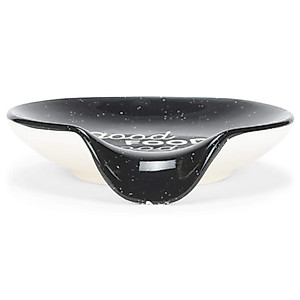 DEMDACO Good Food Good Mood 4.5 x 4 Glossy Speckled Black and White Ceramic Stoneware Kitchen Spoon Rest