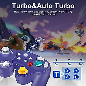 ADHJIE Gamecube Controller for Switch Nintendo,Wireless Gamecube Switch Controller for Nintendo Switch/PC/Steam,6-Axis Gyro Motion,One-Button Wake Up & Auto Turbo, Purple