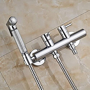 ifgswopq Toilet Bidet Spray Chrome Finish Brass Hand Held Portable Bidet Shower Washing Machine Taps