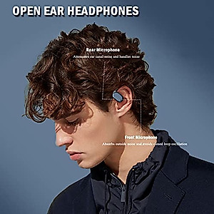 Open Ear Headphones Bone Conduction Earbuds Wireless Bluetooth for Android iPhone, Sport Wireless Earbuds with Earhooks Waterproof Outer Ear Headphones