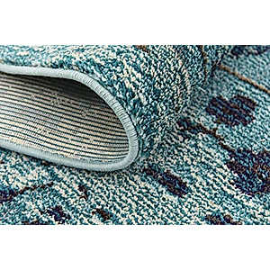 Unique Loom Medici Collection Vintage Botanical Traditional Light Blue Square Rug (8' 0 x 8' 0)