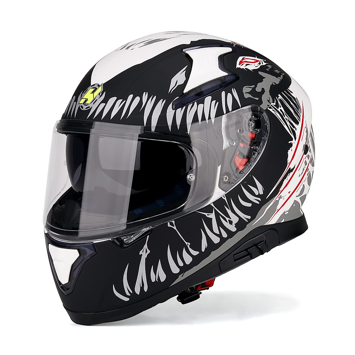 HAX Full Face Motorcycle DOT Approved Helmet with Dual Rear Wing and Pinlock Ready - Lightweight and Durable Motorbike Street Bike Helmet for Adults (Impulse Devour Black,XL)