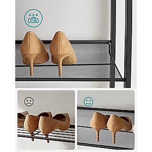 SONGMICS Shoe Rack, 8-Tier Shoe Organizer, Metal Shoe Storage for Garage, Entryway, Set of 2 4-Tier Stackable Shoe Shelf, with Adjustable Flat or Angled Shelves, Holds 32-40 Pairs, Black