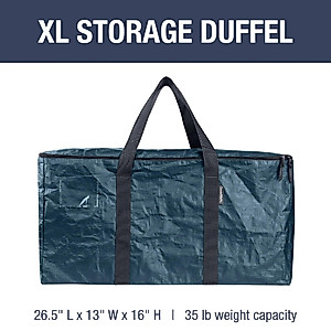 CleverMade 2 Pack Storage Duffel, Packing Tote with Zipper; Soft Sided Storage Box for Blankets and Clothing, Great for College Dorm and Moving, Ocean Blue, Large