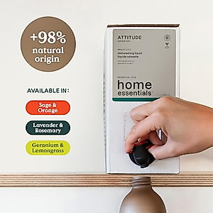 ATTITUDE Dish Soap, EWG Verified, Plant and Mineral-Based Ingredients, Vegan and Cruelty-free Household Products, Orange and Sage, 67.6 Fl Oz