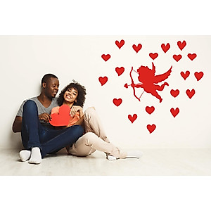 Valentine Day Decor Cupid Angel Wall Decal Love Arrow Decals Heart Wall Decor Love Heart Wall Stickers Family Kids Room Home Wall Window Couple Bedroom Decoration