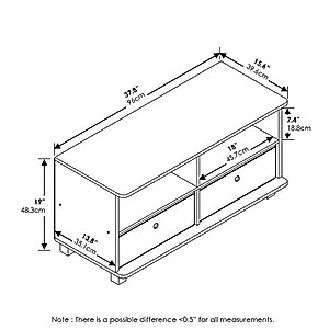 Furinno Andrey Entertainment Center with Bin Drawers, French Oak Grey/Black