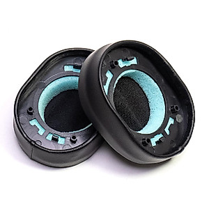 Voarmaks Ear Pads Replacement Foam Cushion Compatible with KEF M400 M500 with Soft Skin Protein Leather Memory Foam Inner Padding, Black, 1 Pair (Left & Right) with Easy Mounting Base