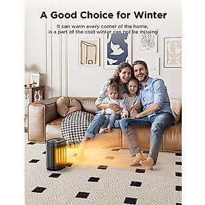 1500W Small Space Heater, Electric Heaters for Indoor Use, PTC Ceramic Space Heater with Adjustable Thermostat, Portable Space Heater for Bedroom and Office Desk Use, 3 Modes, Safety Quiet Heating