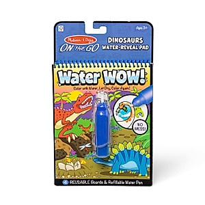Melissa & Doug On The Go Water Wow! Reusable Water-Reveal Activity Pad – Dinsoaur Books, Stocking Stuffers, Arts And Crafts Toys For Kids Ages 3+