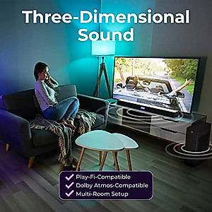 PHILIPS Bluetooth Sound bar for tv, Dolby Atmos Soundbar with Wireless Subwoofer 2.1-Channel Surround Sound System Home Theater Audio Speakers, DTS Play-Fi, Amazon Echo, AirPlay 2,Compatible TAB8405