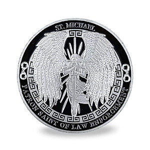 Saint Michael Law Enforcement Challenge Coin Thin Blue Line Police Officer Prayer