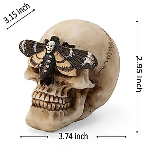 Basuo-9Q Pack of 3 Hear Speak See No Evil Resin Figurines Halloween Decoration Wise Skeletons Statues Black Reapers (Moth-Skulls)