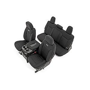 Rough Country Neoprene Seat Covers for Chevy/GMC 1500 (2019-2024) - UV & Water Resistant Silverado Seat Covers, Foam Padded Seat Covers for Trucks Full Set - Front & Rear Seat Covers