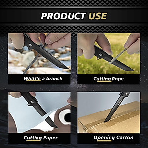 ohmonlyhoo Pocket Knife, 3.5 inch Folding Knife with G10 Handle and D2 Blade, Edc Knife with Nylon Sheath for men and Women