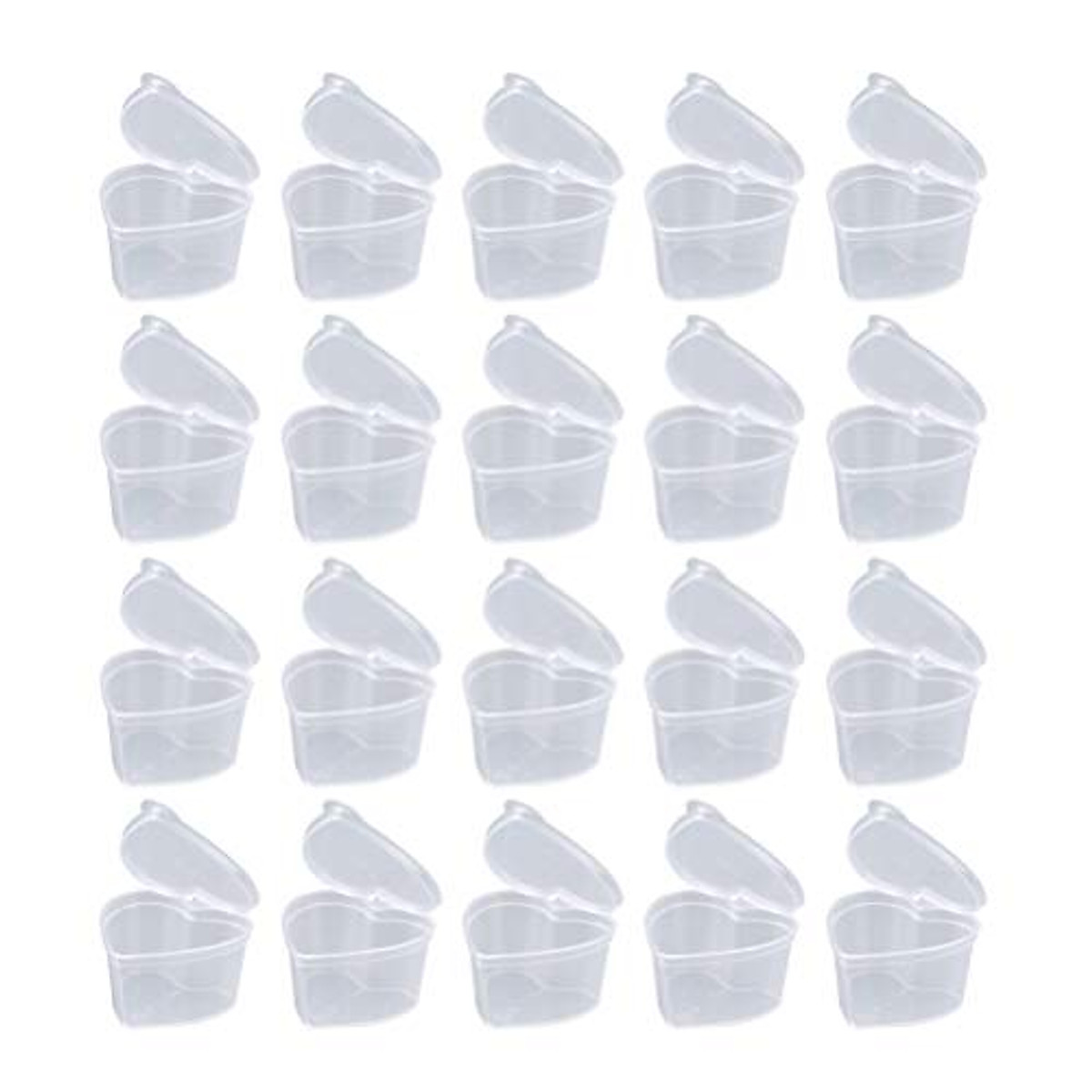 Sewroro Heart Shaped Storage Containers: 25PCS Transparent Plastic Boxes Heart Shaped Leakproof Containers with Lids for Liquid Foam Ball Soft Clay Snack Valentines Day Favor