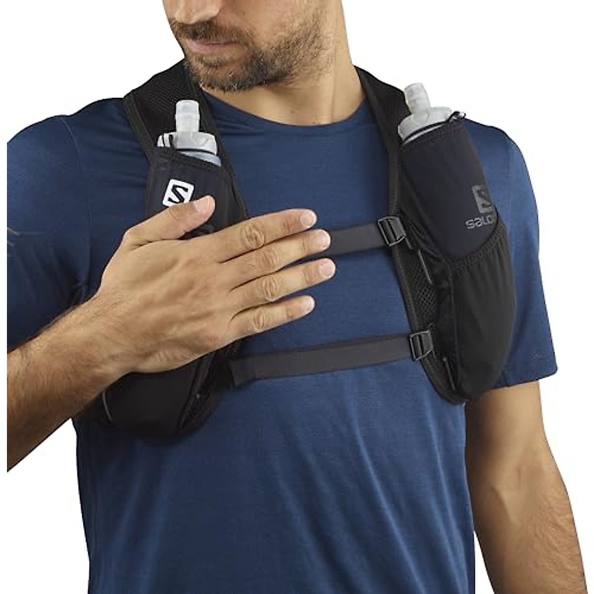 Salomon AGILE 2 Running Hydration Pack with flasks, BLACK, NS