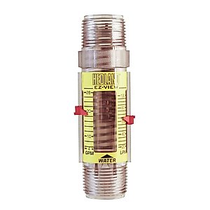 Hedland H621-028 EZ-View Flowmeter, Polysulfone, For Use With Water, 4.0 - 28 gpm Flow Range, 1" NPT Male
