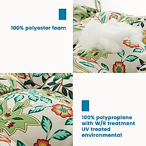 BLISSWALK Outdoor Chair Cushions for Patio Furniture,Set of 4,40"x20"x4", Tufted Low Back Extra Thick Patio Wicker Lawn Seat Cushion with Ties,Floral