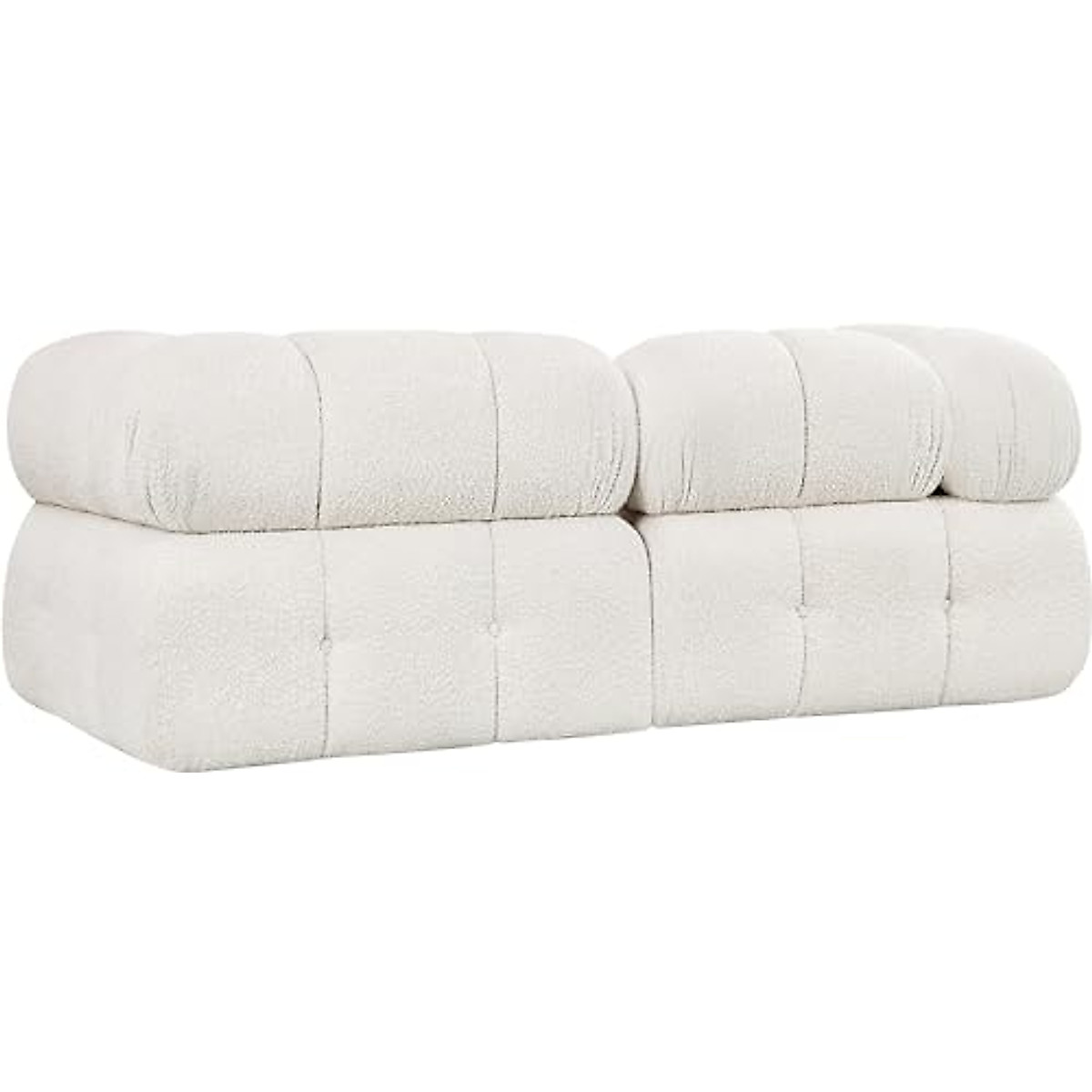 Meridian Furniture 611Cream-S68A Ames Collection Modern | Contemporary Modular Sofa with Rich Cream Boucle Fabric, Modular to Create Infinite Configurations, 68" W x 34" D x 28" H, Cream