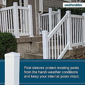 Weatherables 4x4 Post Sleeve – Weatherproof Premium Outdoor Vinyl Post Cover for Lasting Durability and Easy Installation on Decks, Patios, Porches or Mailbox Posts (4"x4"x48", White)