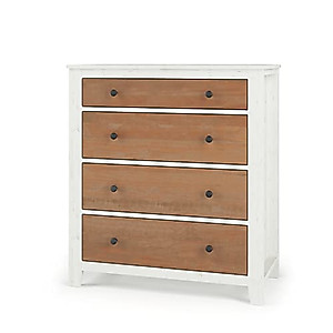 Child Craft Ocean Grove 4 Drawer Chest, Anti-Tip Kit, Extra-Large Storage Dresser for Baby Nursery, Kid’s Room and Bedroom (White/Brown)