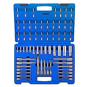 NEIKO 10287A Extra Long Socket Bits and Deep Socket Set | 60 Piece | S2 Tamperproof Torx Plus Bits and Cr-V Steel E-Torx Sockets