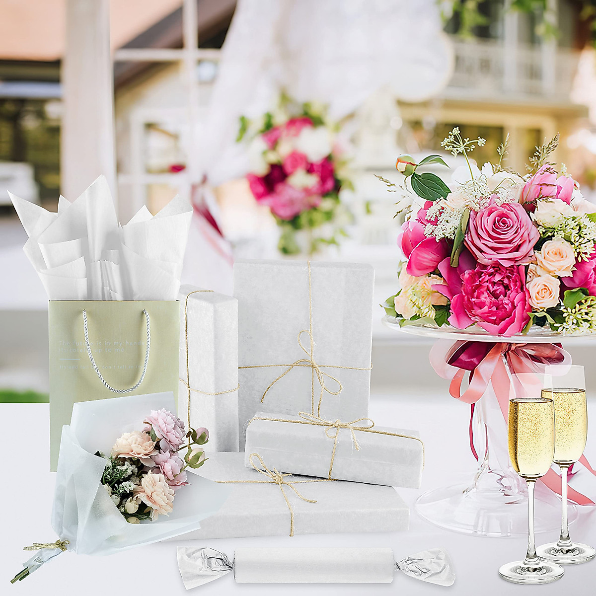 NEBURORA 60 Sheets White Tissue Paper Bundles 120 Sheets Brown Tissue Paper for Gift Wrap Filler Flower Art Crafts DIY Birthday Christmas Wedding Decor