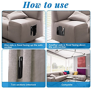 12 Pieces Universal Sectional Sofa Interlocking Metal Couch Connectors Furniture Sectional Connectors Sectional Couch Clips Sofa Replacement Parts Sofa Connector Bracket with 72 Pieces Screws