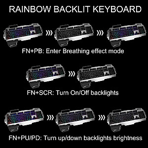 Wired Keyboard and Mouse Combo - Rainbow Keyboard Ergonomic Mechanical Feeling Colorful Led Light Up Keyboard Mouse