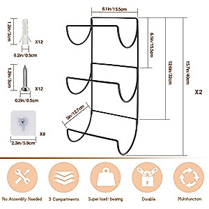 2 Pack Metal Towel Rack Wall Mounted with 3 Compartments, SMFANLIN Anti-Rust Towel/Wine Shelf Holder Organizer Storage with Screw Set for Washcloths, Hand Towel, Ideal for Bathroom, Spa, Salon (Black)