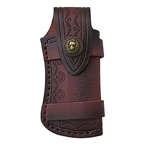 Brown Hand Made Carved Cowhide Knife Cover Texas Roadhouse Style for Protecting knives Unisex Man Woman