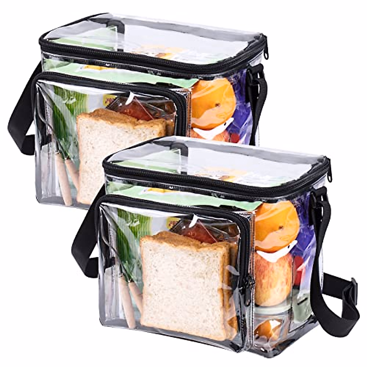 BORMELUN 2Pack Clear Lunch Bag for Work Correctional Officers - Plastic Transparent Lunch Tote Stadium Bags See Through Womem and Men,10.6x8.6x6 inch