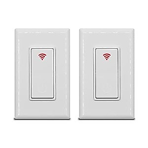 Smart Light Switch, WiFi Switch Touch Wall Switch 1 Gang, Work with Smart Life/Tuya App, Compatible with Alexa Google Home and IFTTT, No Hub Required, App Control from Anywhere, Timing Schedule, 2Pack