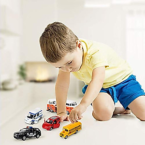 KIDAMI Die-cast Metal Toy Cars Set of 5, Openable Doors, Pull Back Car, Gift Pack for Kids (Official Car)