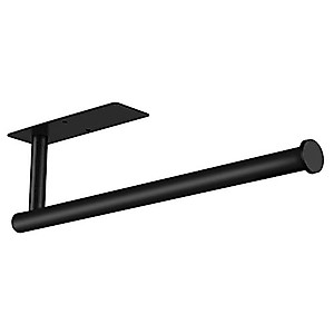 Paper Towel Holder - Self Adhesive or Drilling, Under Cabinet Black Paper Towel Rack, SUS304 Stainless Steel Wall Mount Towel Paper Holder for Kitchen, Pantry, Sink, Bathroom