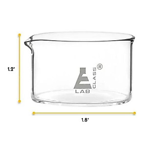EISCO Crystallizing Dish, 40ml - Flat Bottom, with Spout - Borosilicate 3.3 Glass - Laboratory, Kitchen, Crafts