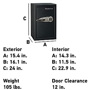 SentrySafe XX-Large Black Floor Safe with Digital Coded Keypad, Gun Safe for Handgun or Other Valuables, 2.2 Cubic Feet, T6-331