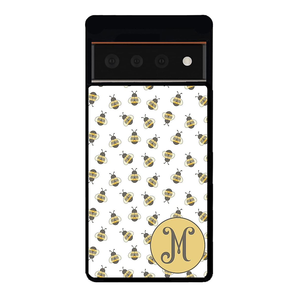 Honey Bumble Bee Personalized Black Rubber Phone Case Compatible With Google Pixel 8 Pro, 8a, 8, 7a, 7, Pixel 7 Pro, 6a, Pixel 6 Pro, 6, 5, 4a 5G, 4a 4G, 4, 4 XL, 3a, 3a XL, 3, 3 XL, 2 XL, 2