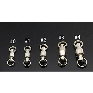 HTHYLURE 100 Pcs Ball Bearing Swivel with 2 Split Rings Fishing Snap Swivels Heavy Duty Connector High Strength Copper Stainless Steel Durability Solid Welded Rings Barrel Size 0#-4#